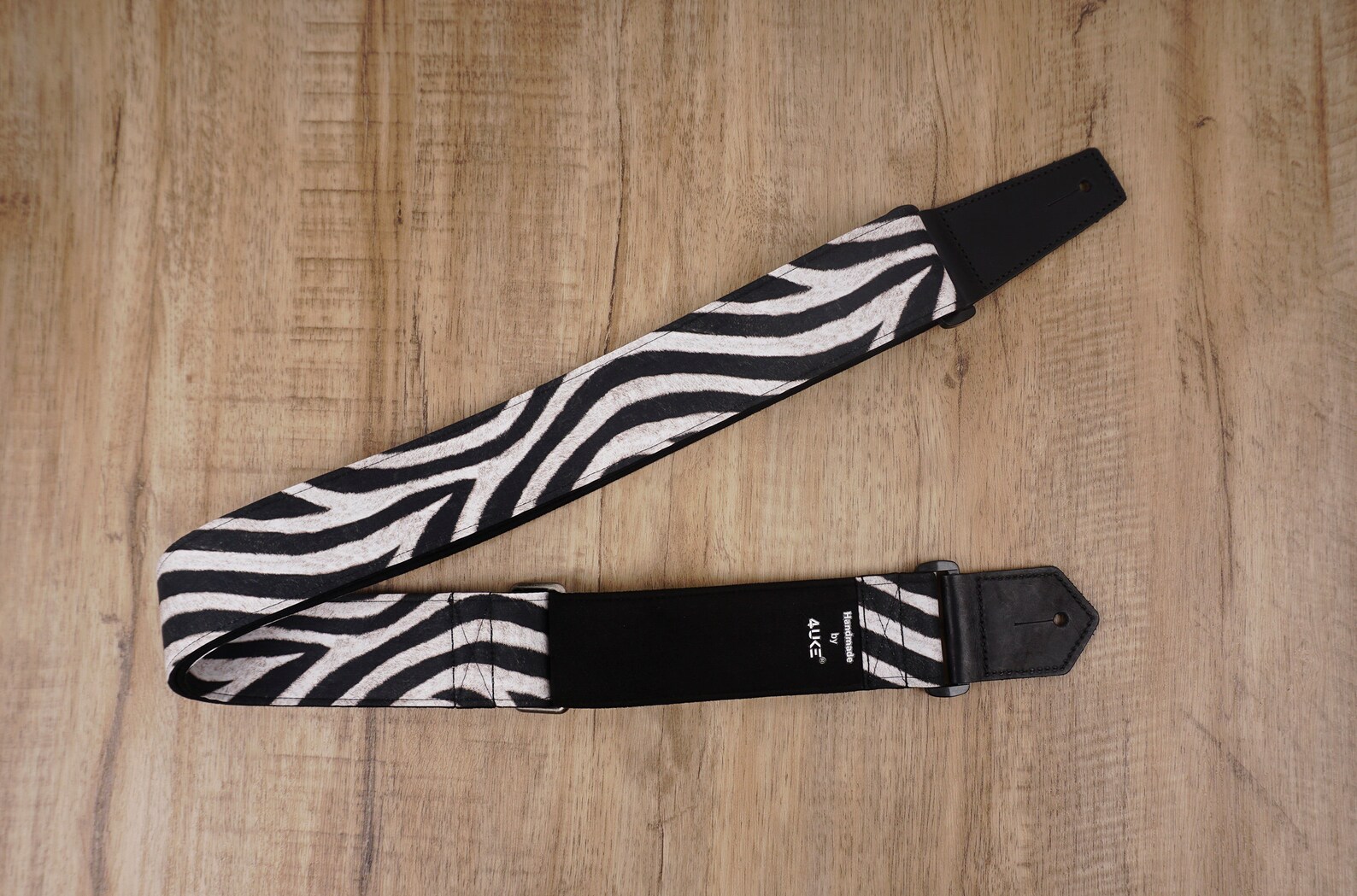 Personalized Zebra Striped Guitar Strap With Leather Ends for - Etsy