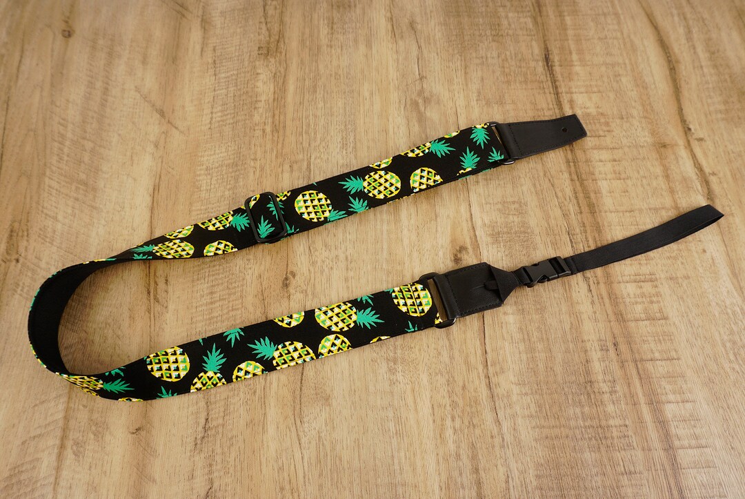 Personalized Hawaiian Pineapple Ukulele Strap With Leather Ends | Green ...