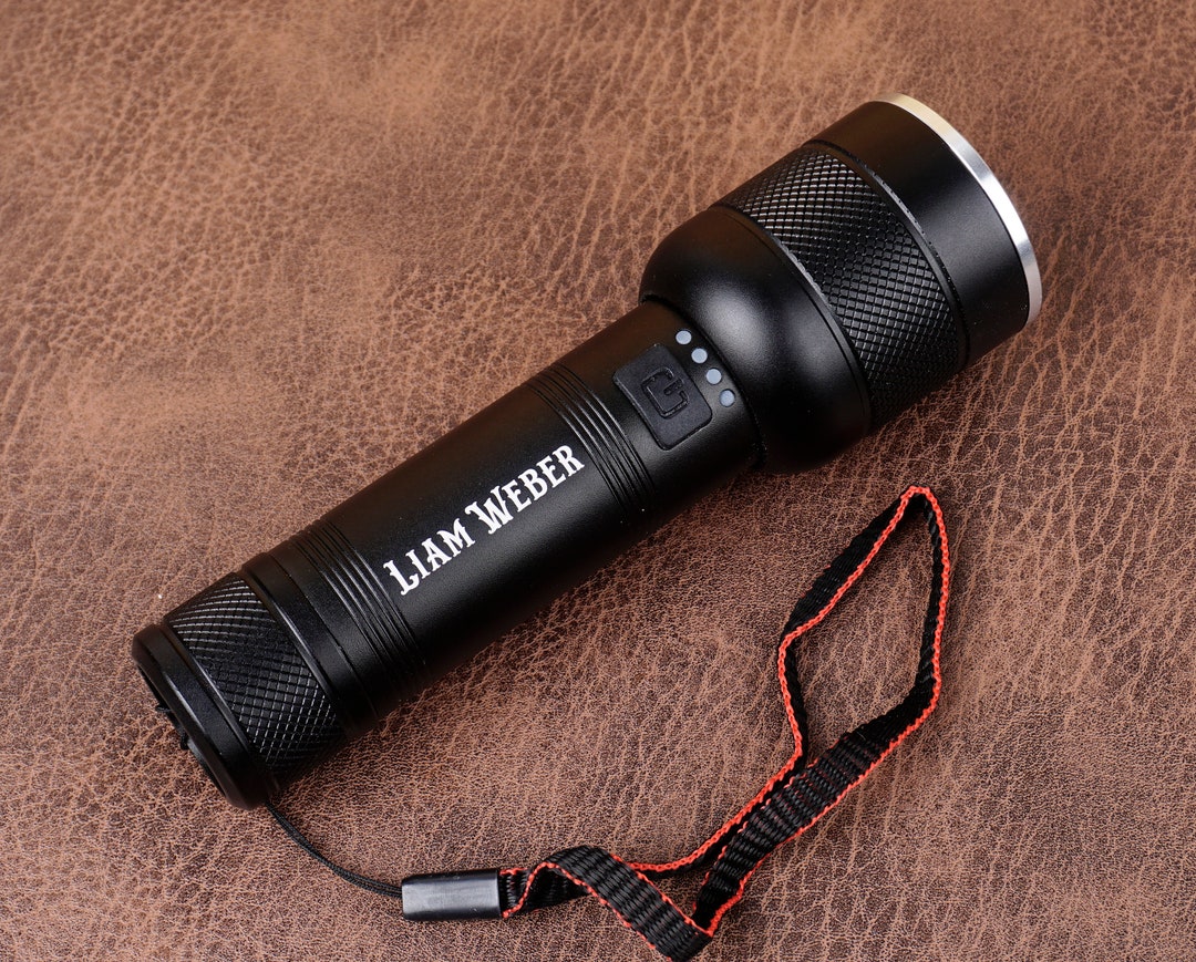 Personalized Engraved Black Flashlight, 800 Lumens, Gift for Dad ...