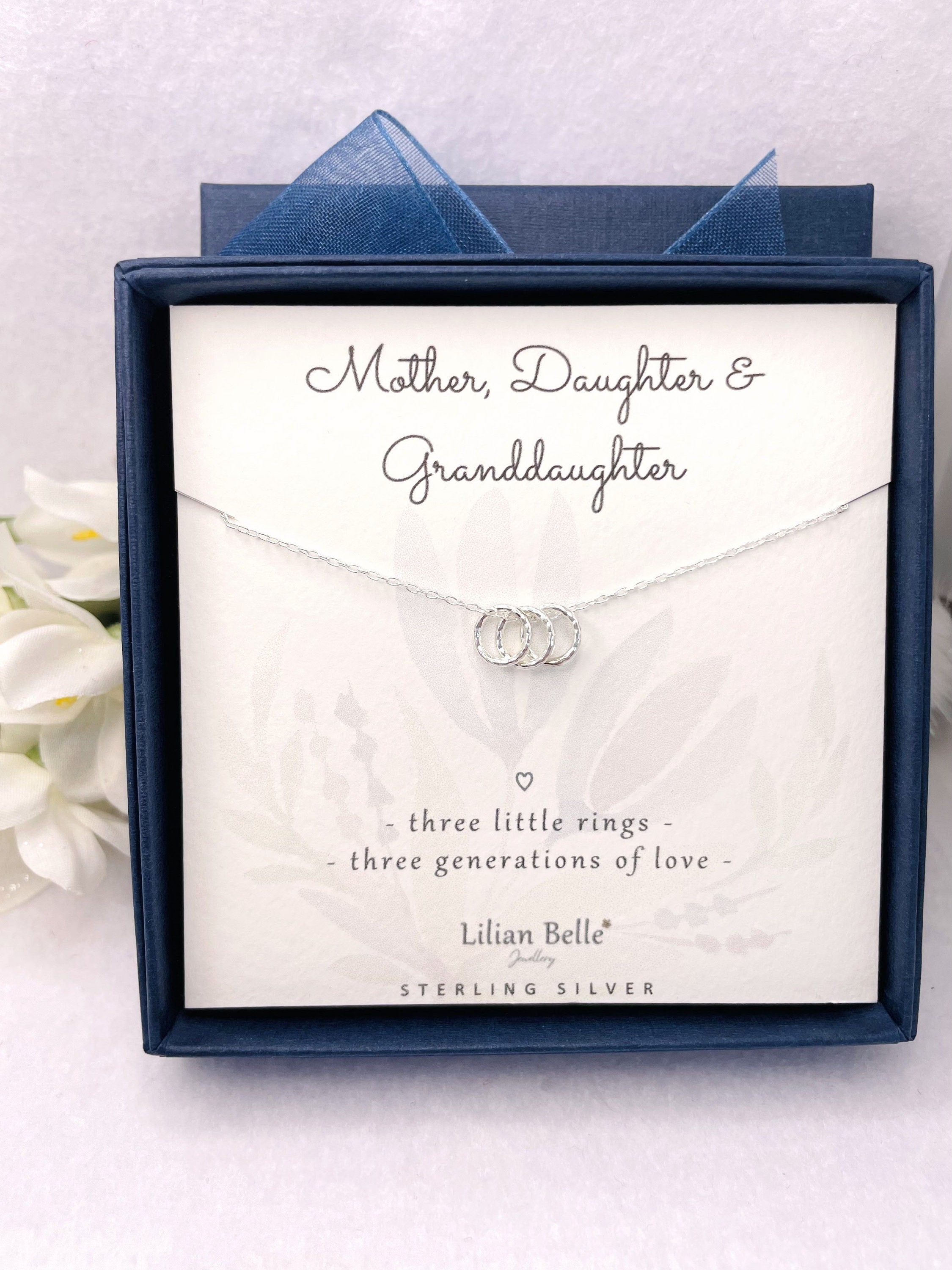 3 Rings for 3 Generations Sterling Silver Necklace, Grandmother Mother ...