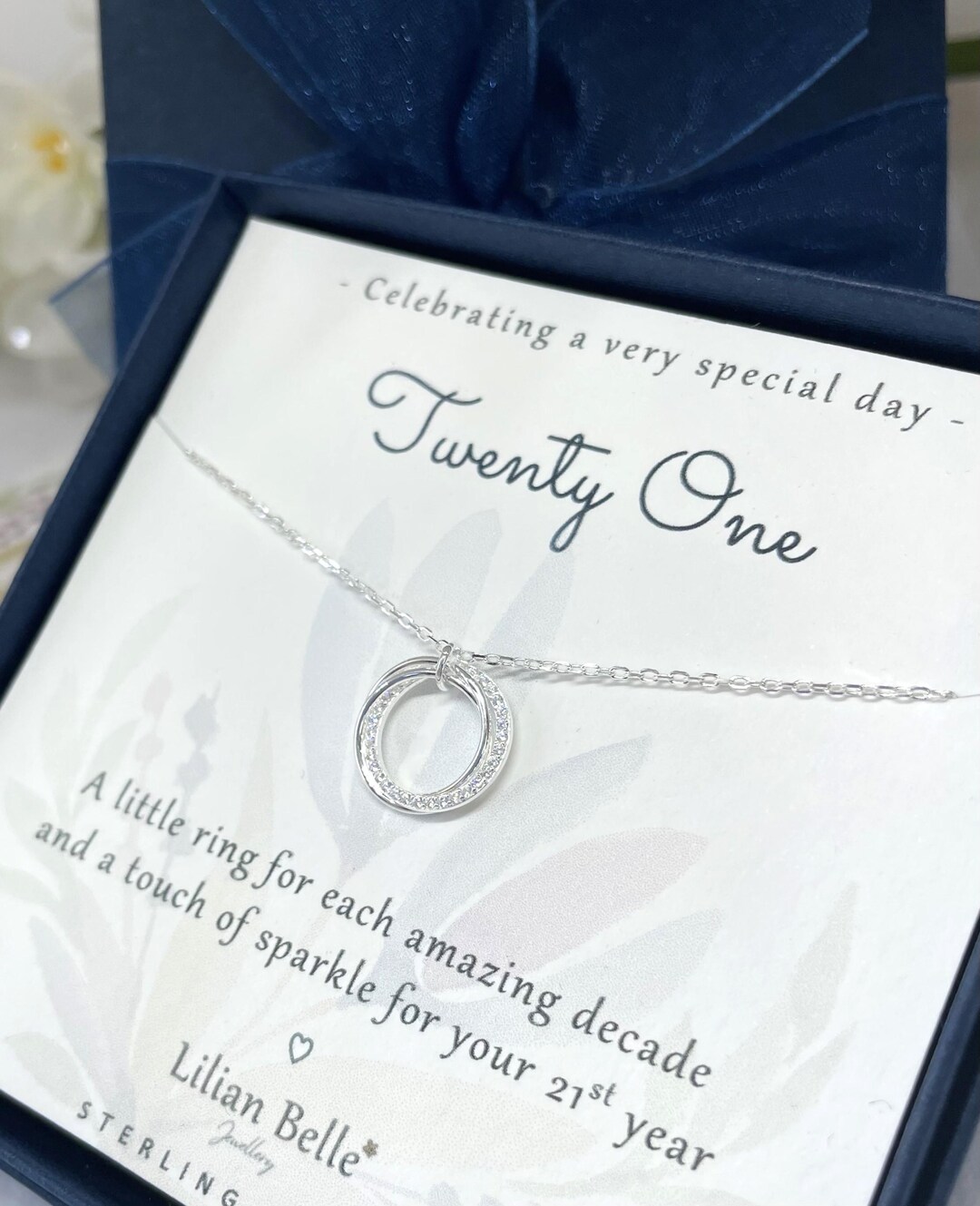21st Birthday Gift for Her, Sterling Silver Necklace Gift for Daughter ...