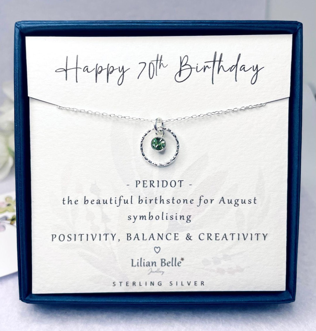 70th Sterling Silver Necklace With Birthstone, 70th Gifts for Her ...