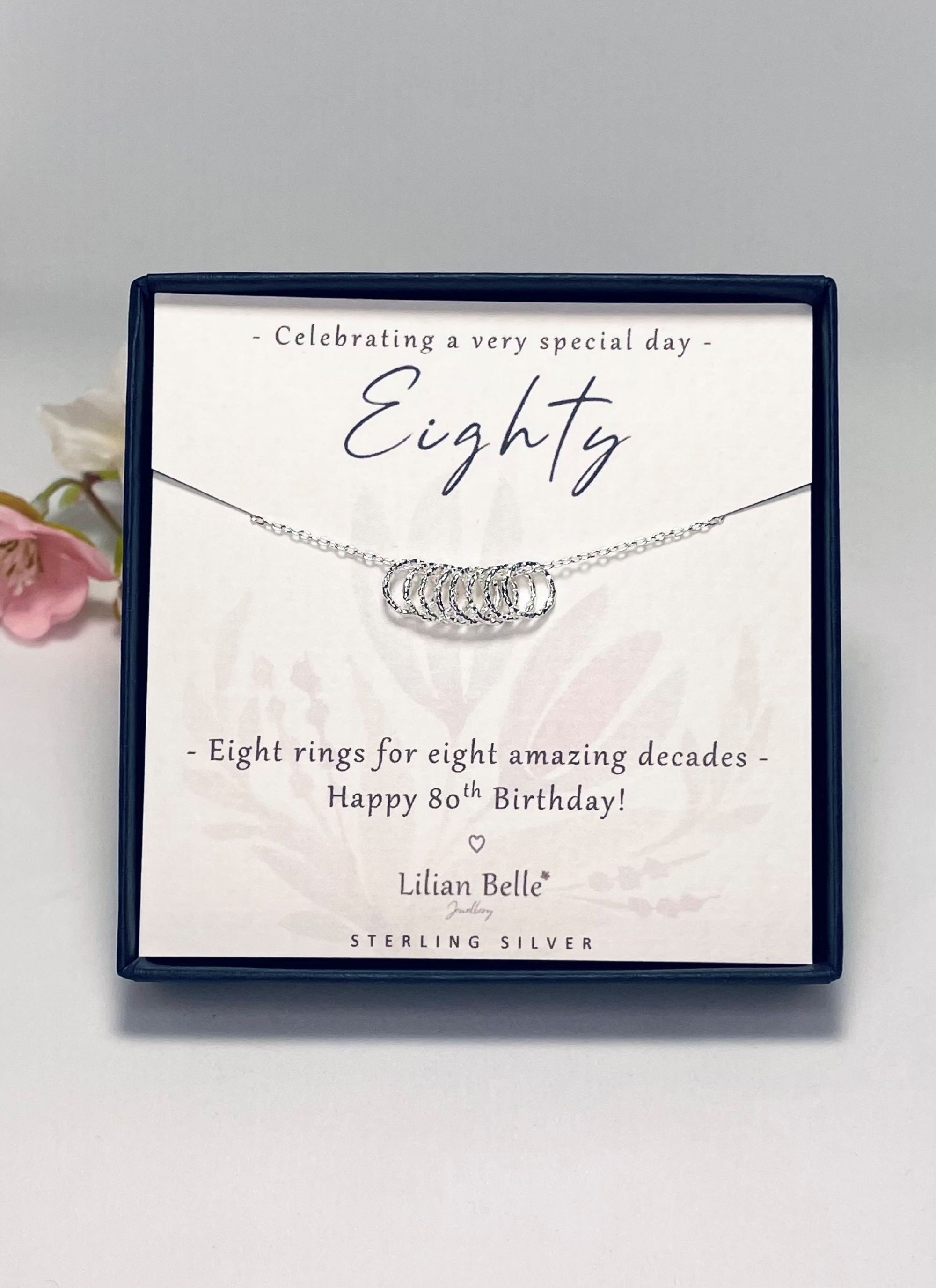 Sterling Silver 8 Rings for 8 Decades 80th Necklace Gift for Women ...