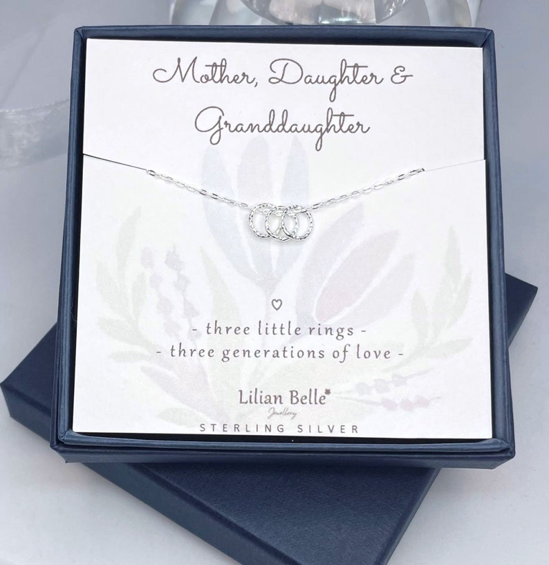 3 Generations Sterling Silver Necklace Gift, Grandmother Gift, Grandma ...