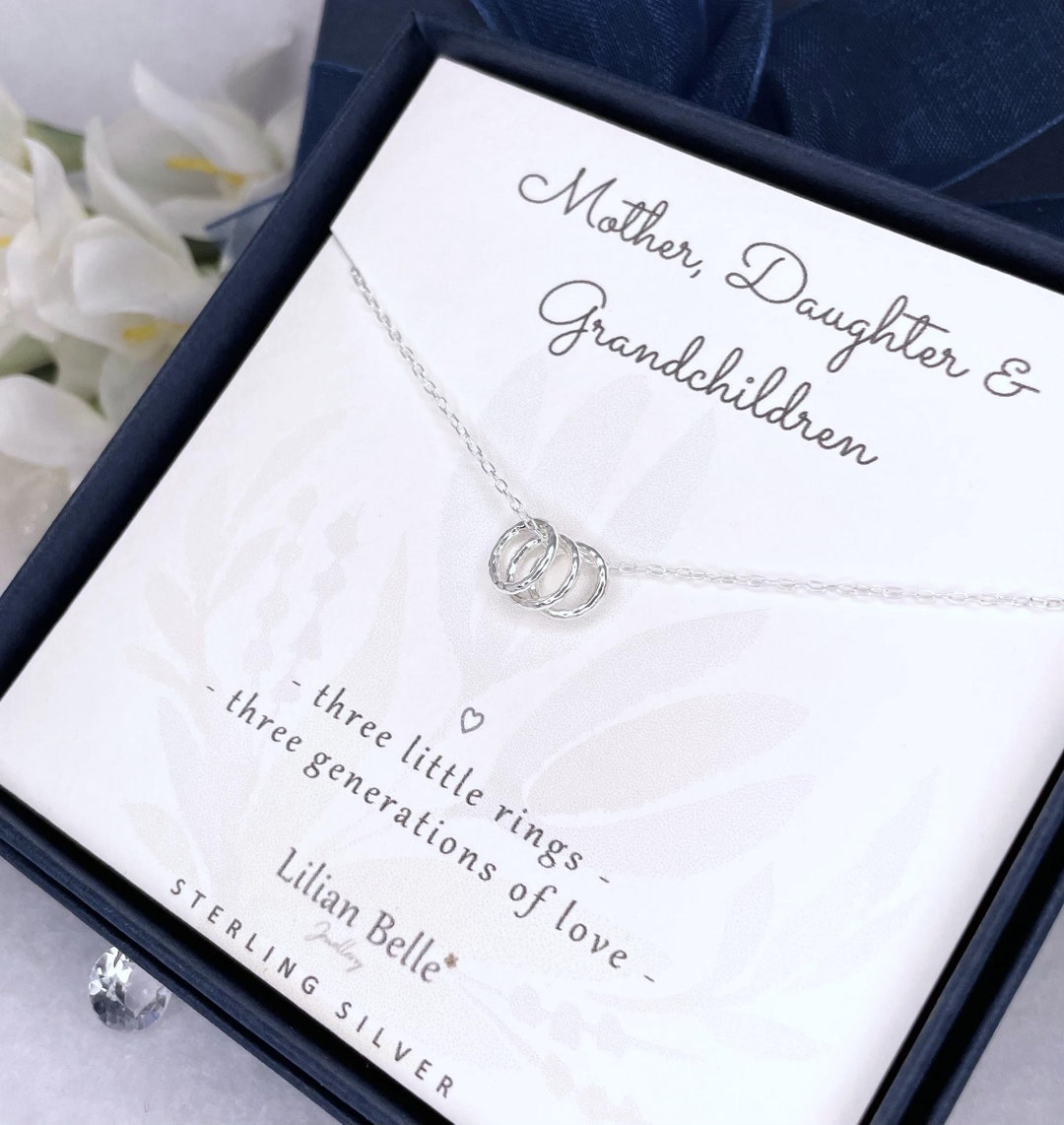3 Generations Sterling Silver Necklace Birthday Gifts, Grandmother ...