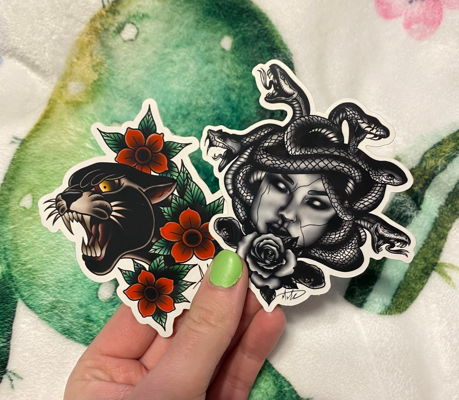American Traditional Panther Head Sticker: Waterproof Tattoo Style - Etsy