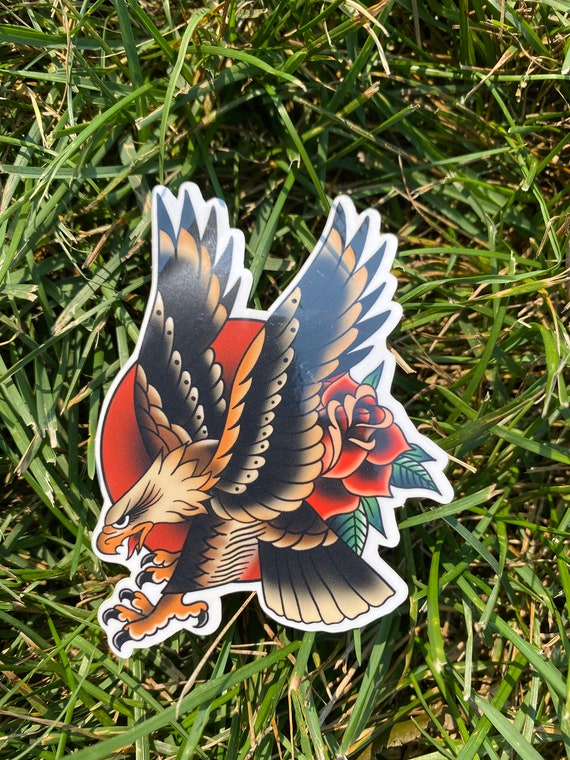 American Traditional Eagle Sticker for Water Bottle Laptop - Etsy