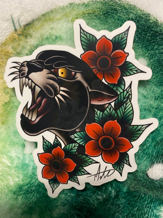 Neo Traditional Panther Head Tattoo