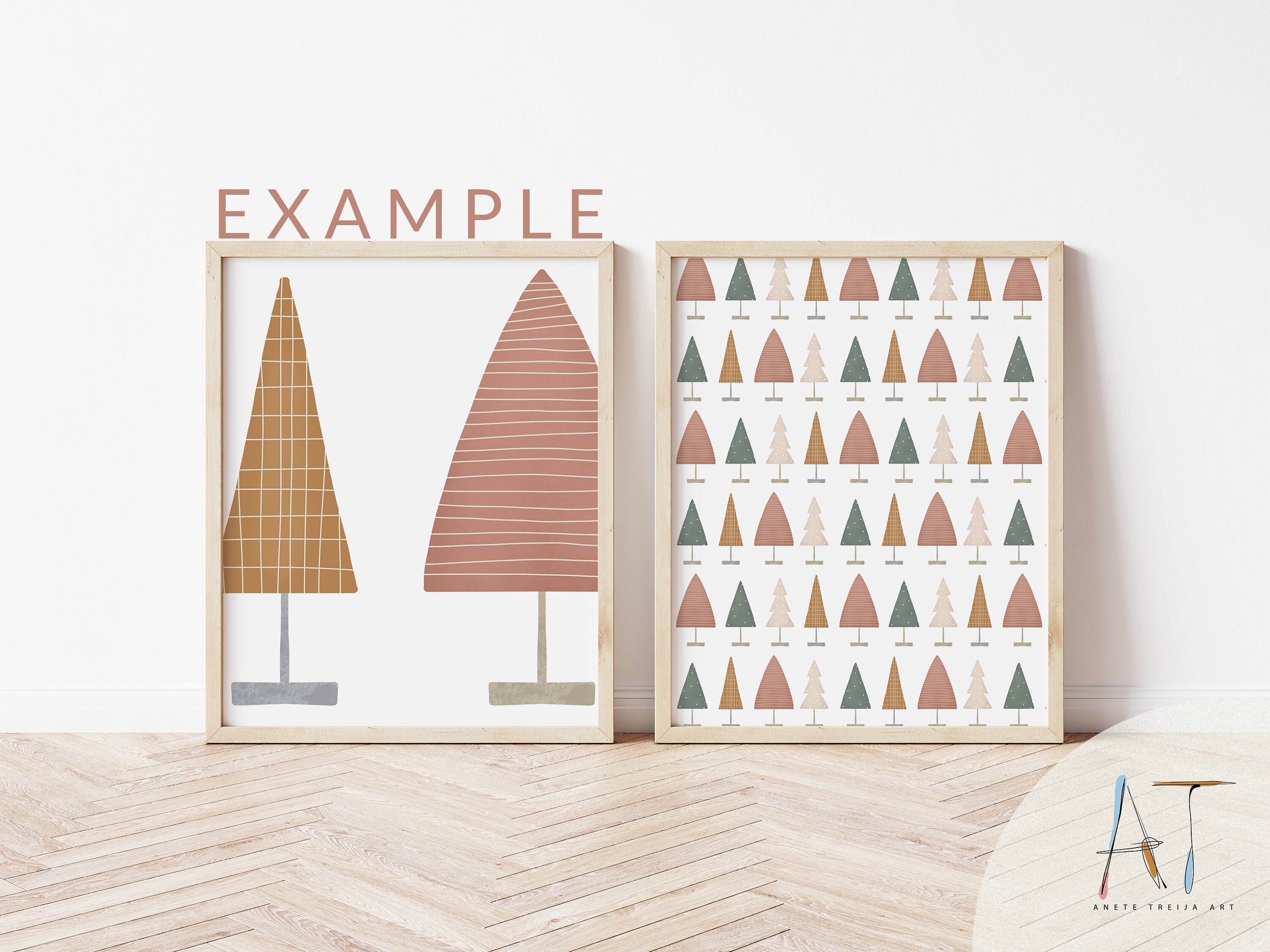 Boho Christmas Trees Digital Paper - Seamless Boho Christmas Pattern ...