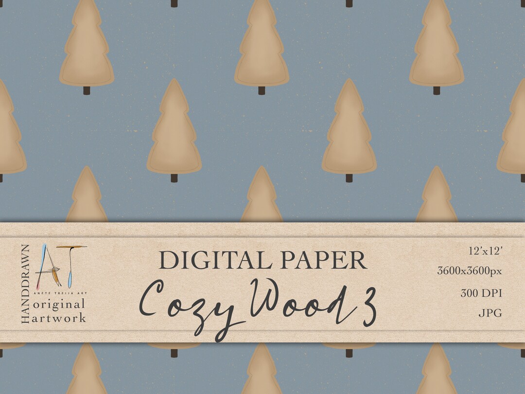 Cozy Wood 3 Digital Paper - Christmas Trees Pattern - Seamless Winter ...