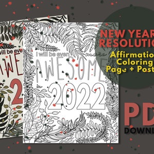 DIGITAL Adult Coloring Page New Year's Resolution - Etsy