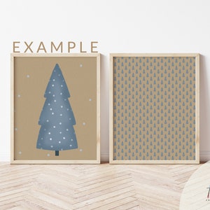 Cozy Wood Digital Paper - Blue Christmas Trees Pattern - Seamless ...