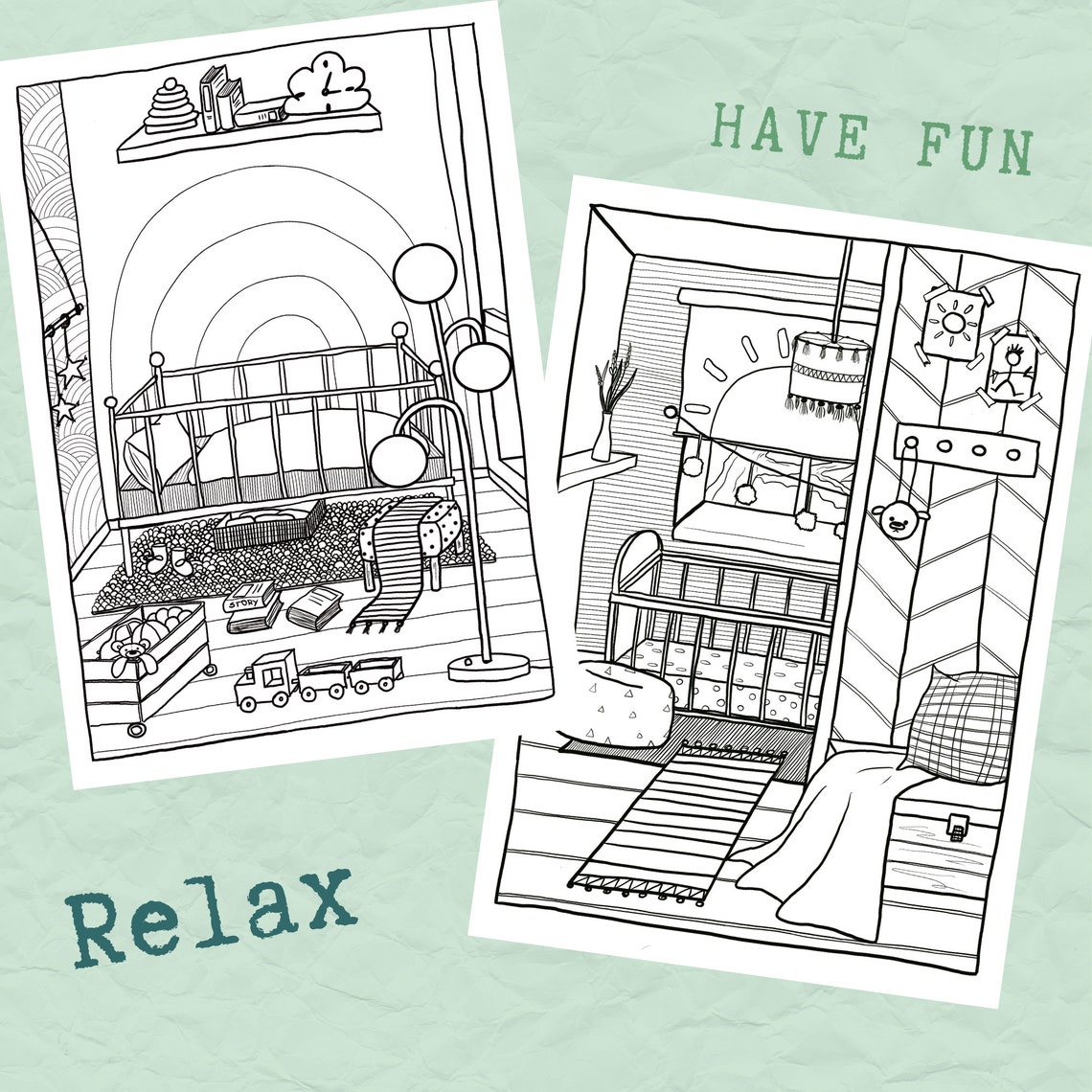 Nurseries Coloring Pages Set of 5 Coloring Pages for Adults - Etsy