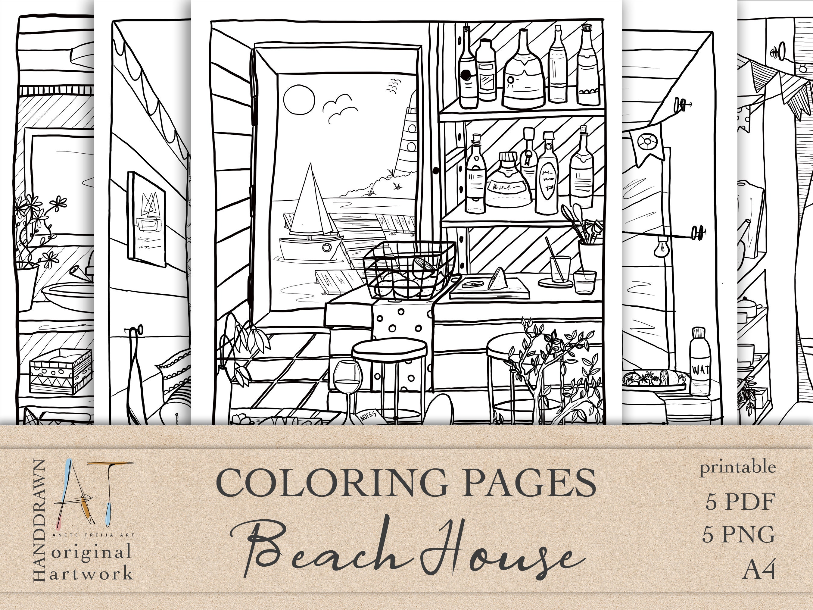 Beach Cottage Coloring Pages