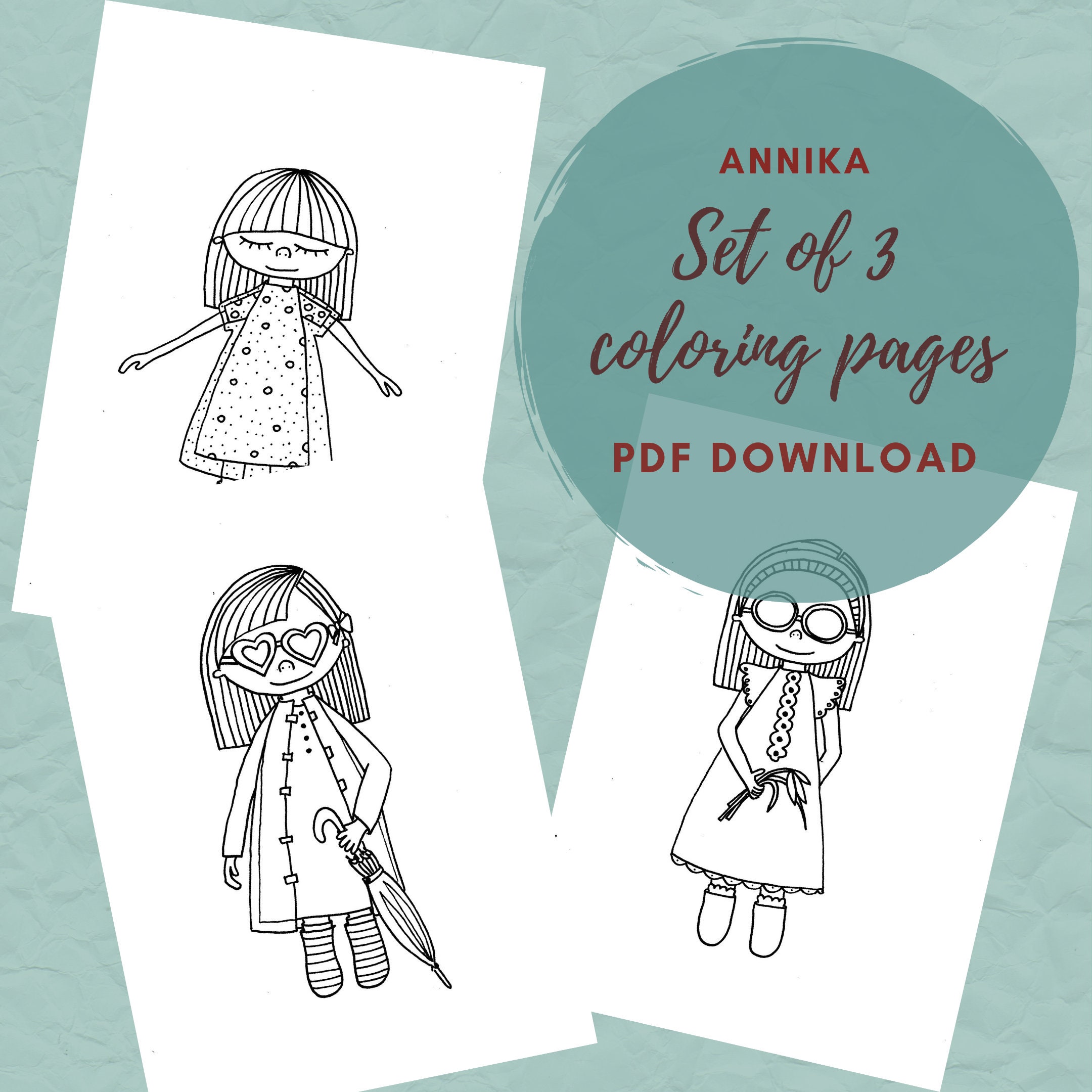 Annika Hand Drawn Printable Coloring Pages Coloring Pages - Etsy