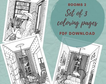 Cozy Bookstore Printable Adult Coloring Book Page for - Etsy