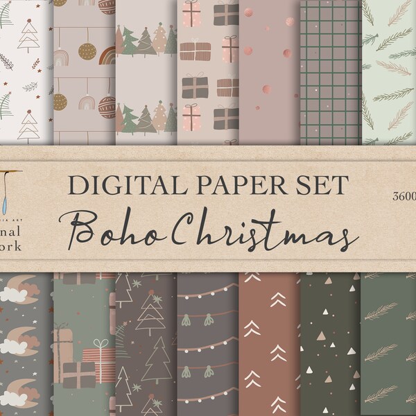 Christmas Digital Paper - Etsy