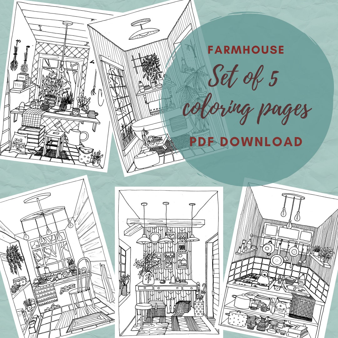 FARMHOUSE Rooms Coloring Pages Coloring Pages for Kids and - Etsy