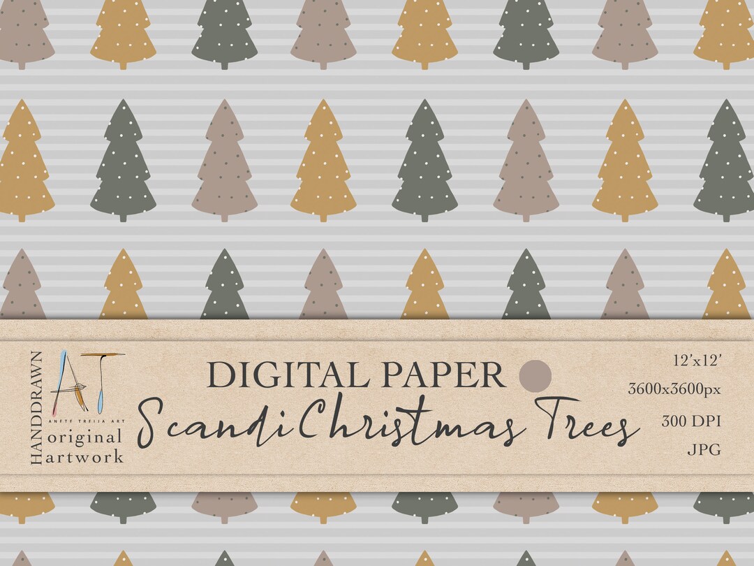 Scandi Christmas Trees Digital Paper - Nordic Christmas Seamless ...