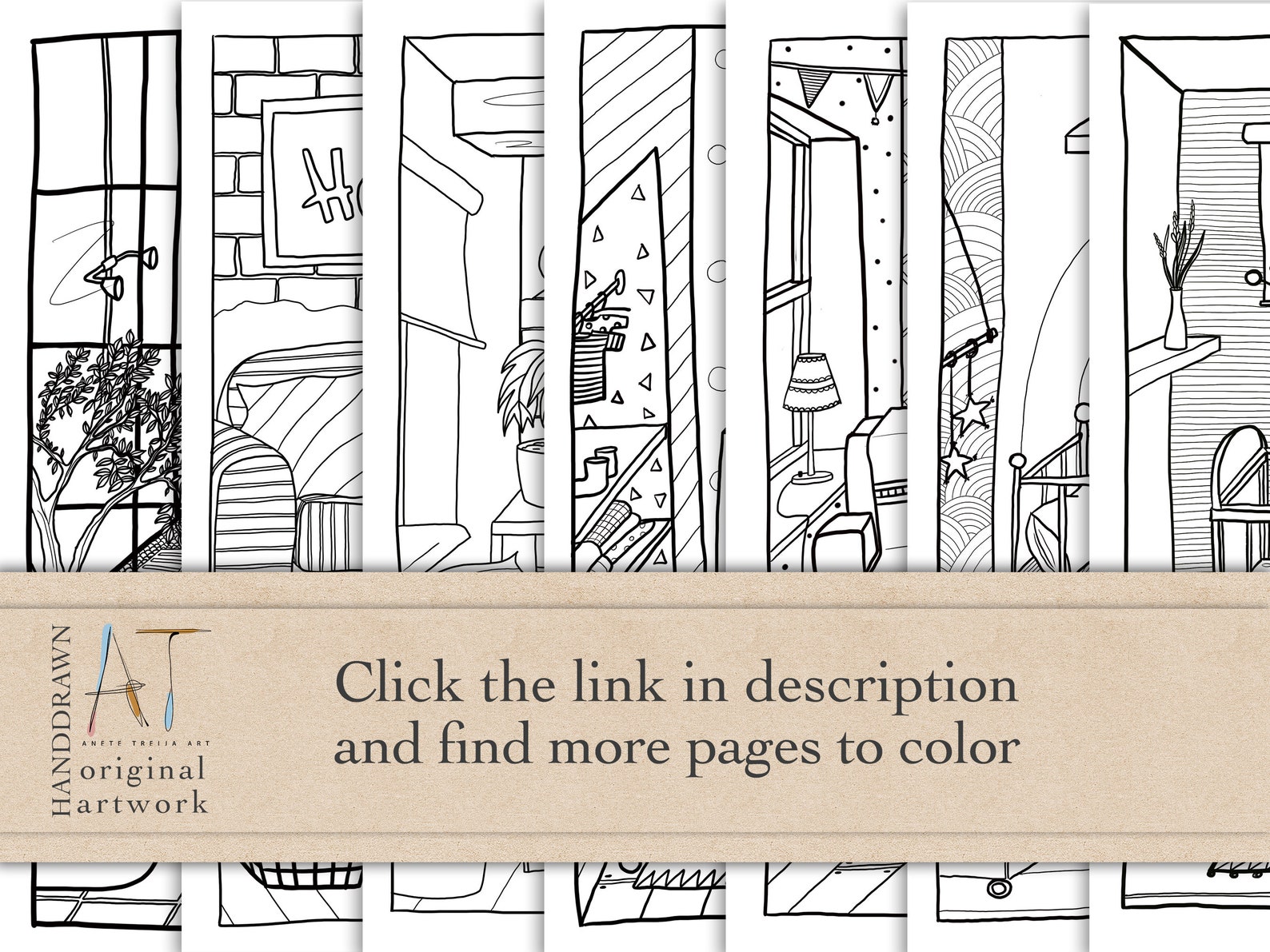 Bundle of 5 only for Adults Coloring Pages Beach House - Etsy
