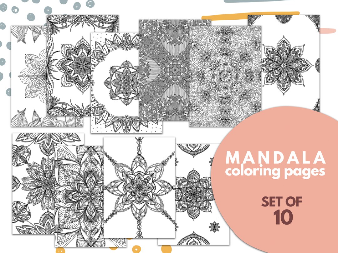 MANDALA Coloring Pages, Set of 10 Mandala Coloring Pages, PDF - Etsy