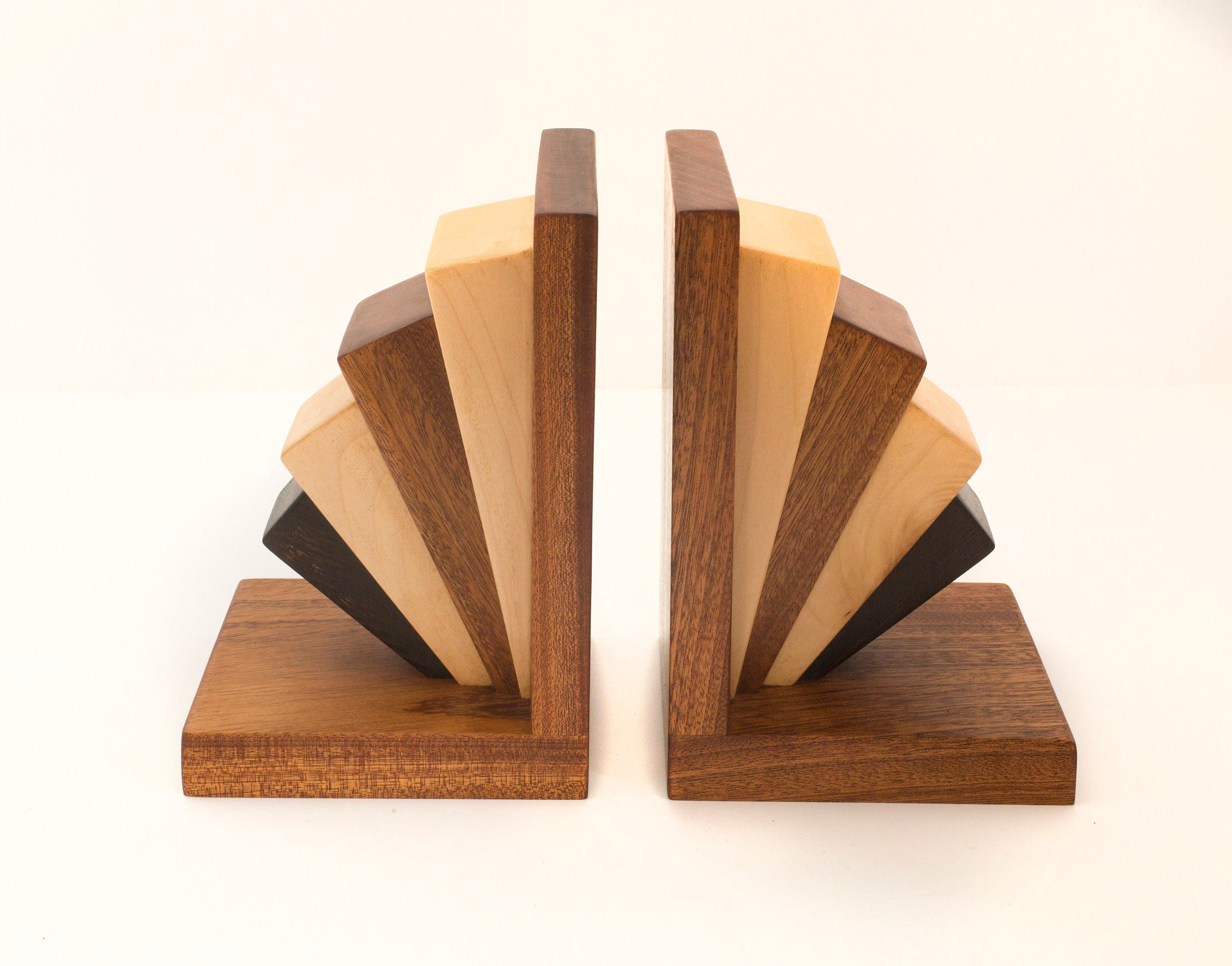Art Deco Style Bookends Hardwood Handmade - Etsy
