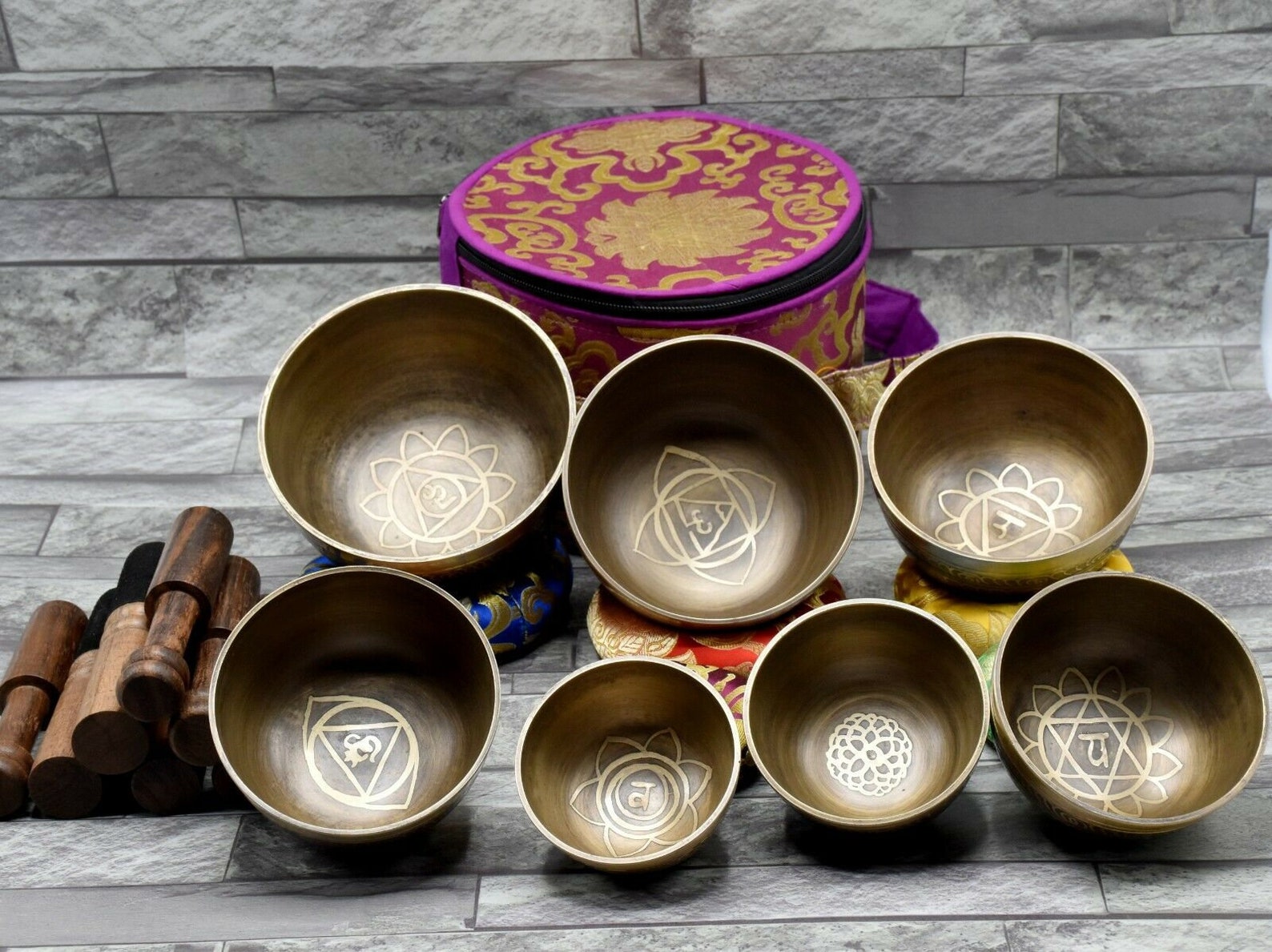 7 Chakra Healing Tibetan Singing Bowl Set Of 7 Nepalese Etsy