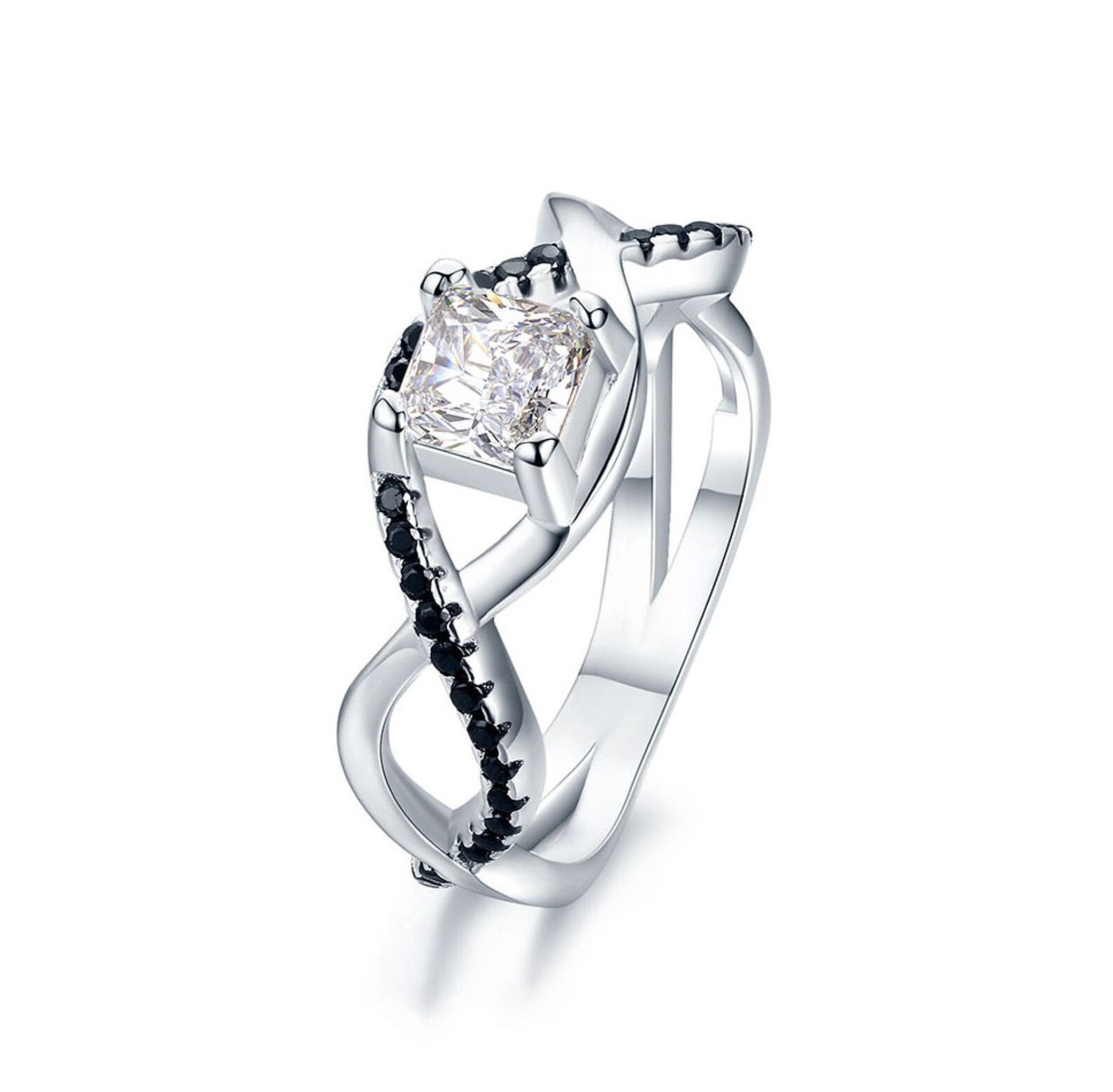 Square Gemstone 0.75ct Zirconia Ring Twist Sterling Silver - Etsy UK