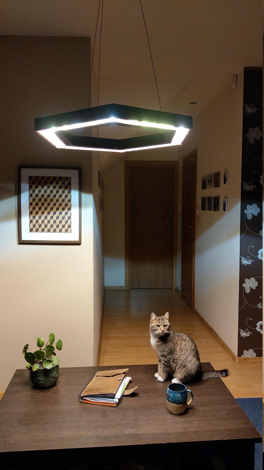 Wood and Metal Ceiling Lamp Over Table - Etsy