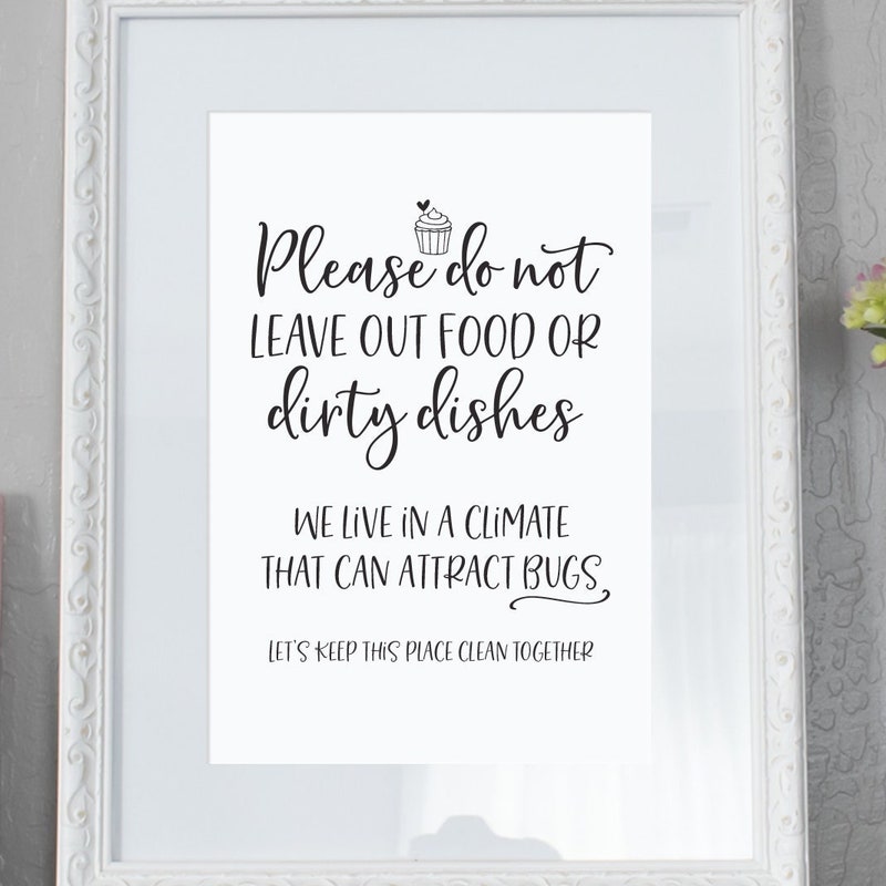 No Food in Sink Sign - Etsy