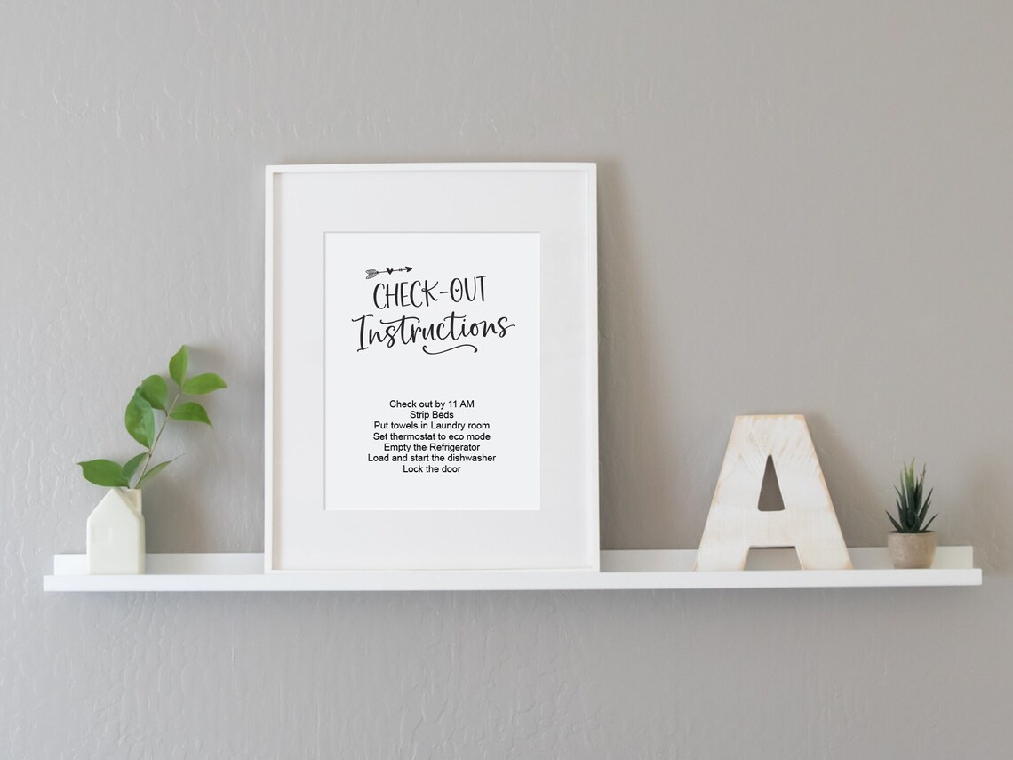 Checkout Instructions Sign, Printable Checkout Sign, Airbnb Checkout ...