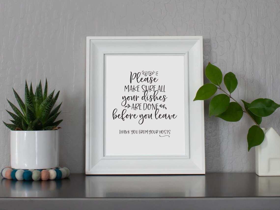 Do Your Dishes Sign, Printable Kitchen Sign, Airbnb Sign, Airbnb Host ...
