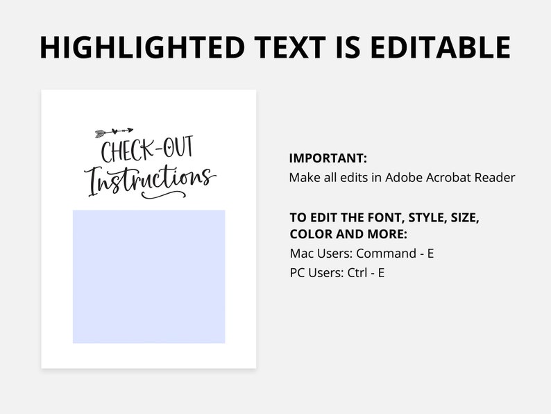Checkout Instructions Sign, Printable Checkout Sign, Airbnb Checkout ...