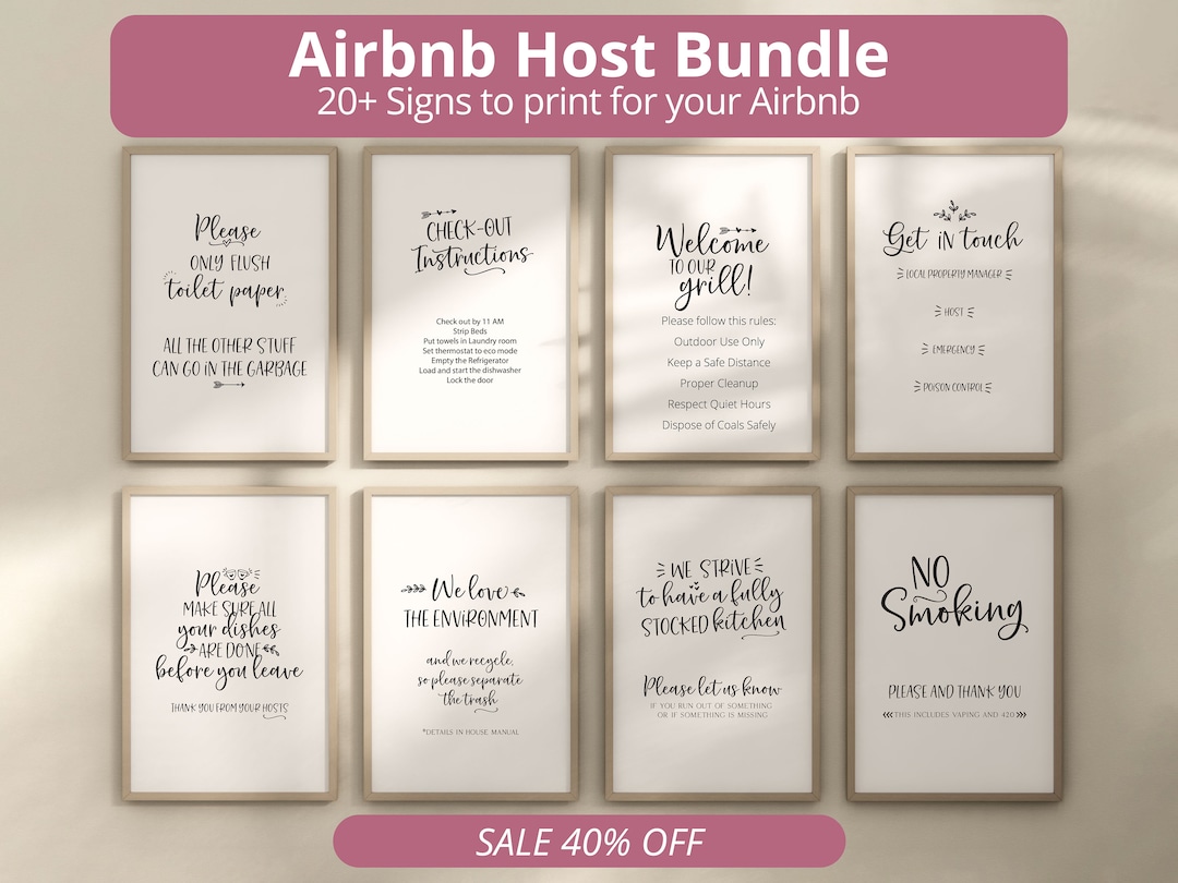 Airbnb Host Bundle Signs, VRBO Host Bundle, Digital Downloads, Short ...
