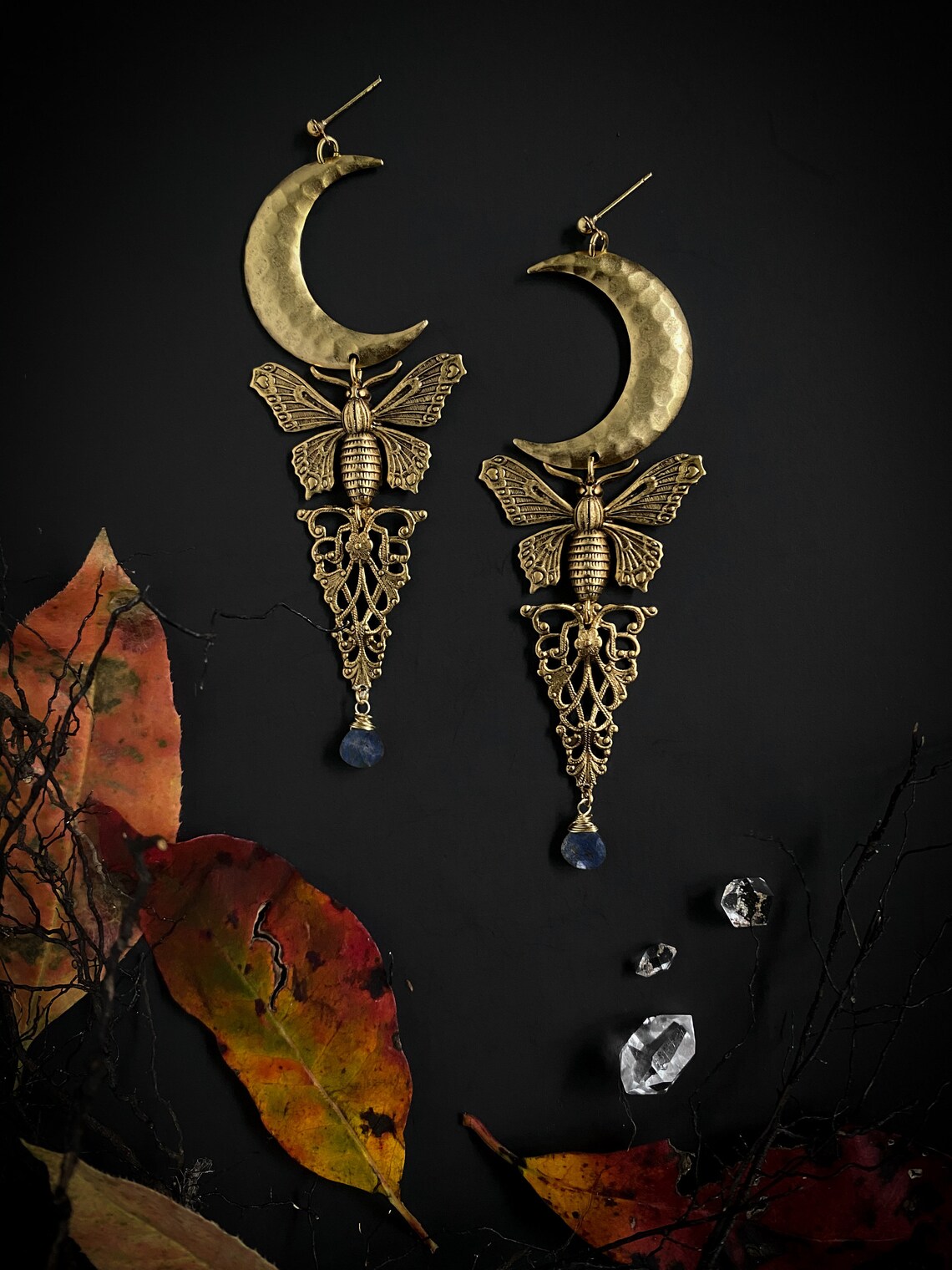 Moth and Moon Mystic Earrings - Etsy
