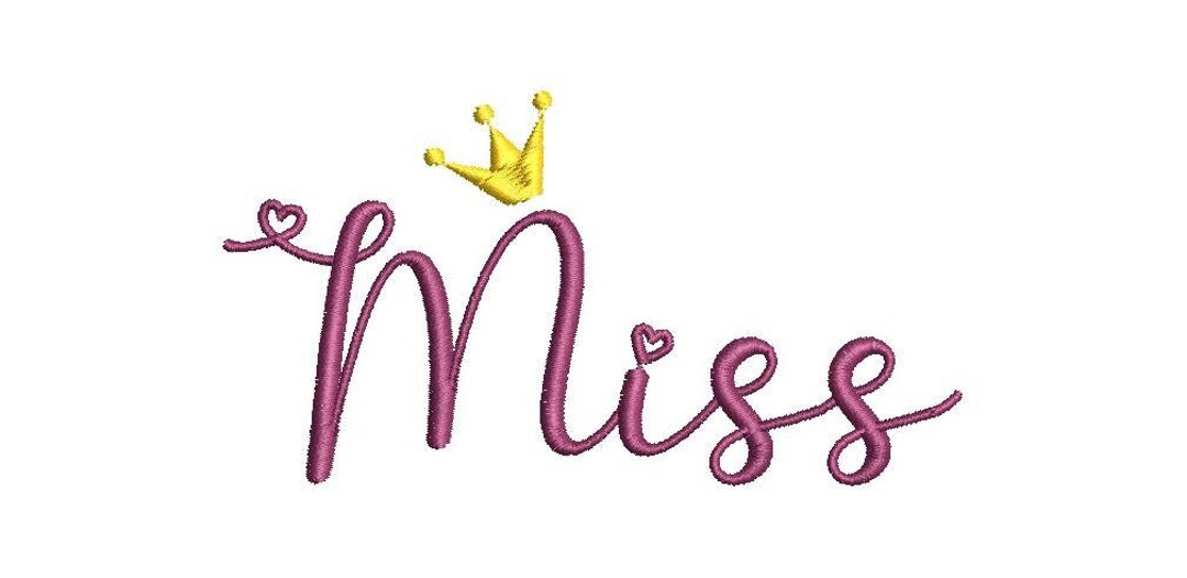 Miss With Crown Embroidery Design / Digital Embroidery Machine - Etsy