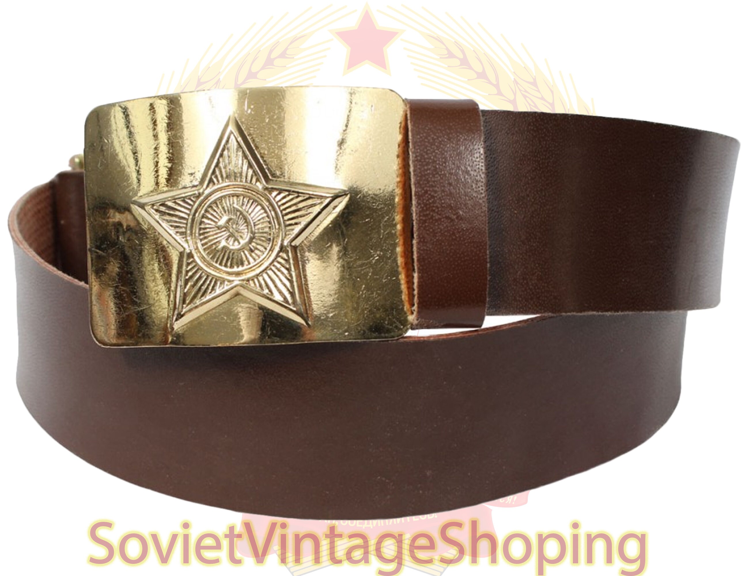 Collectibles Militaria Soviet military soldier belt golden buckle ...