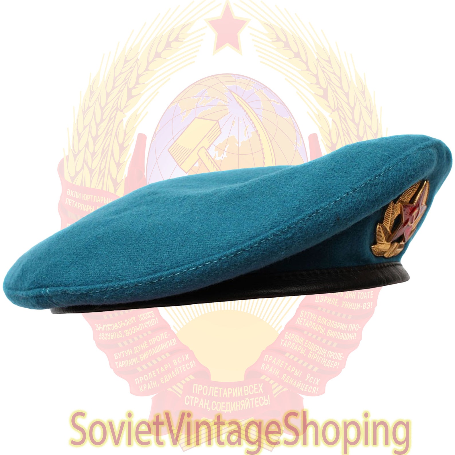 Soviet military Air forces Beret VDV hat Russia Airborne blue | Etsy