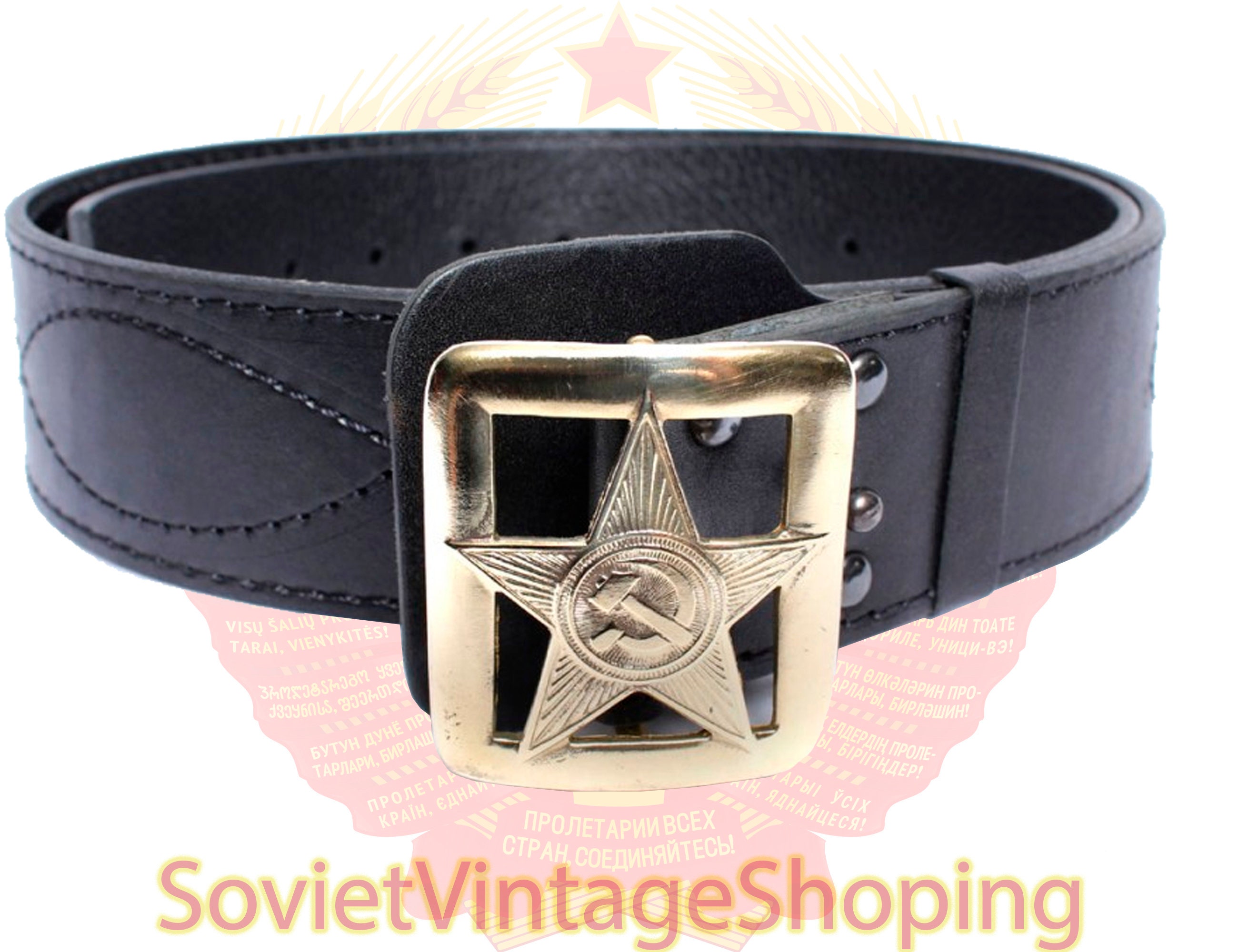 Collectibles Militaria Soviet military soldier belt golden buckle ...
