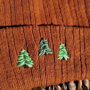 Beanie Hand Embroidered With Pine Trees - Etsy