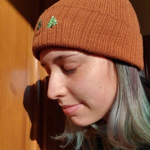 Beanie Hand Embroidered With Pine Trees - Etsy