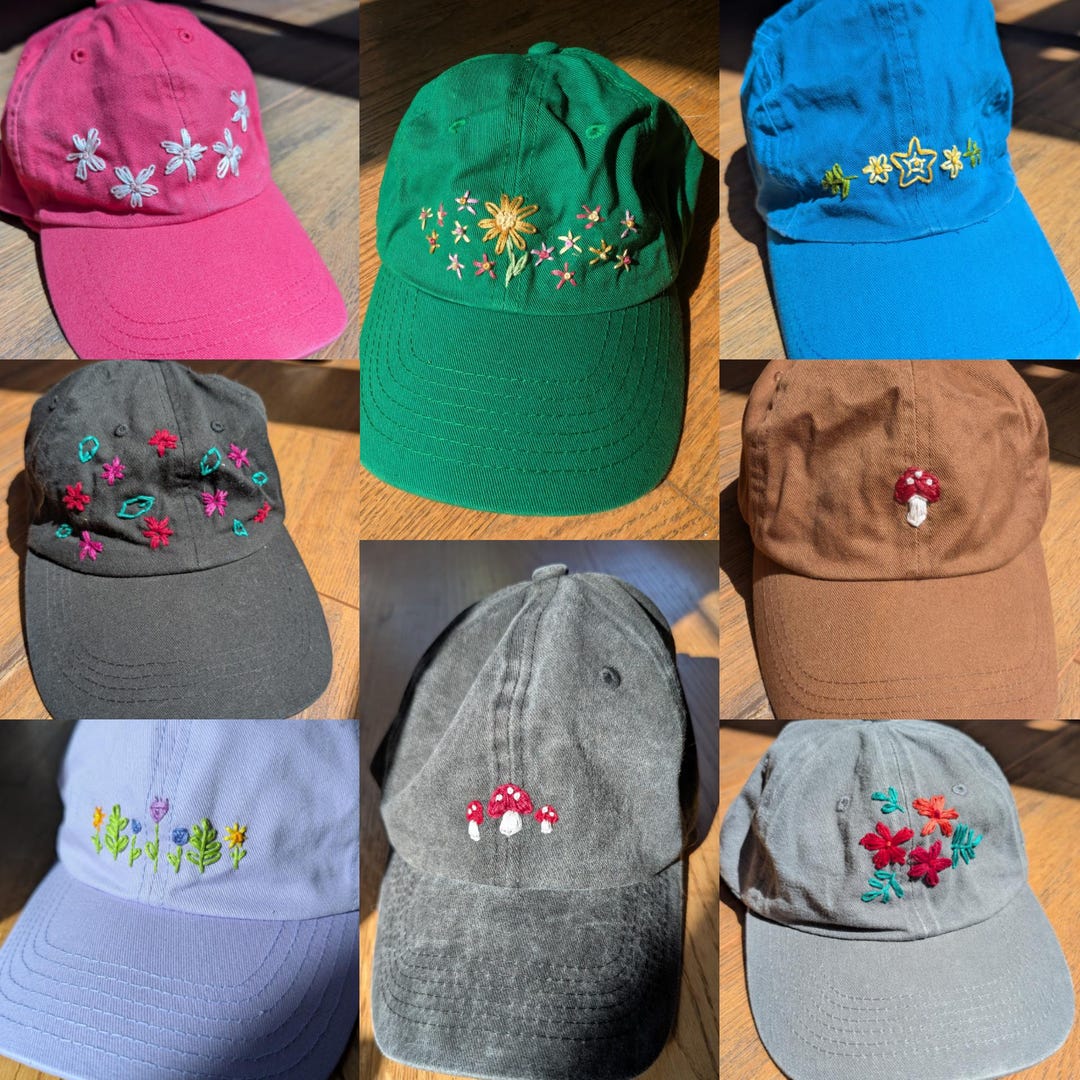 Baseball Trucker Caps Hand Embroidered Thrifted Upcycled - Etsy