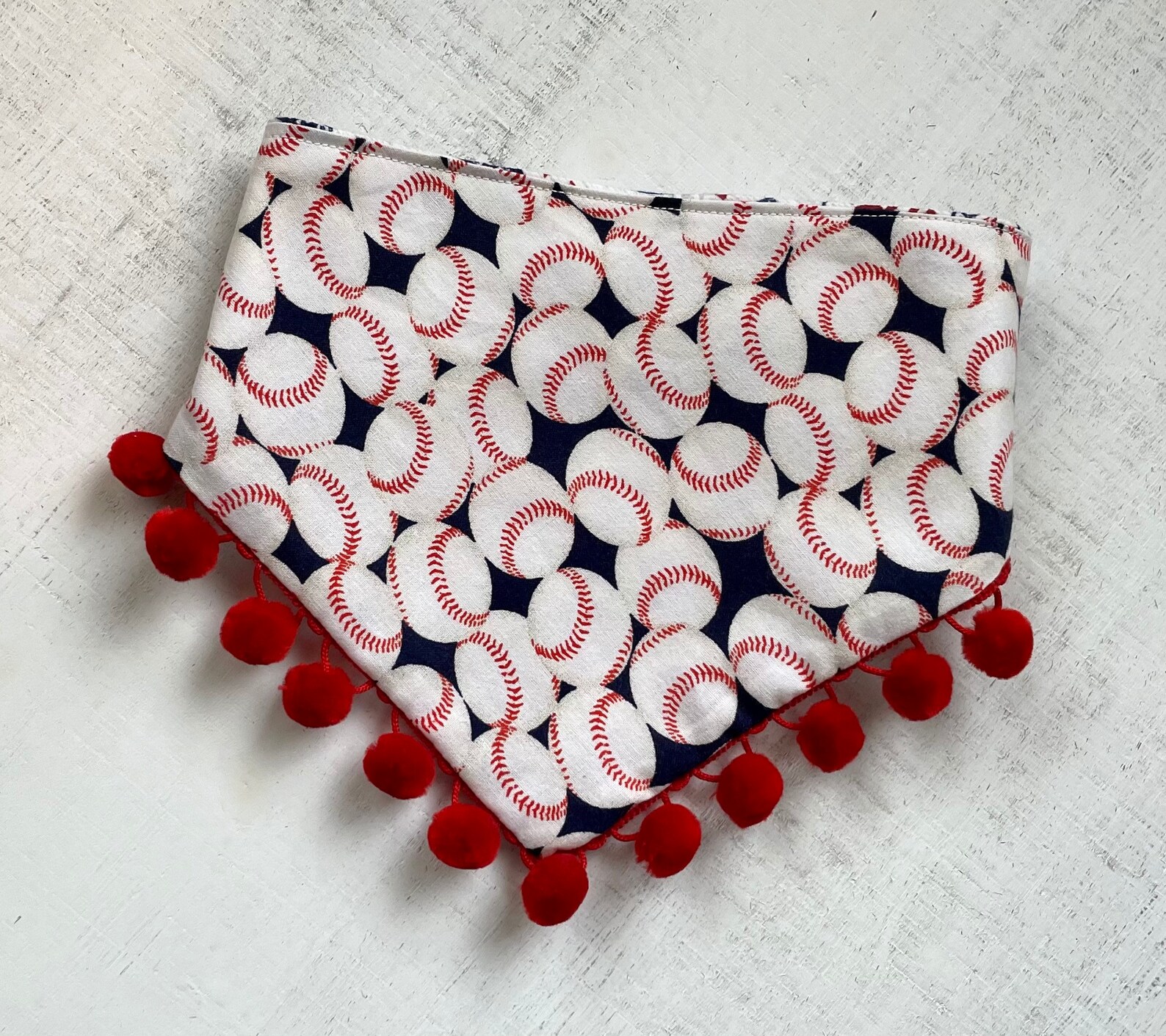 Snap On...baseball Dog Bandana...optional Pom Trim…name Included - Etsy