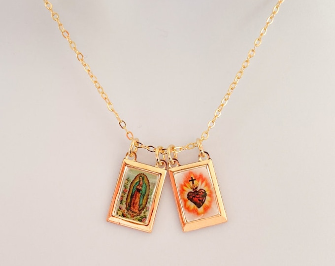 Gold Filled Scapular Necklace, Scapular Medal, Virgin Mary Necklace ...