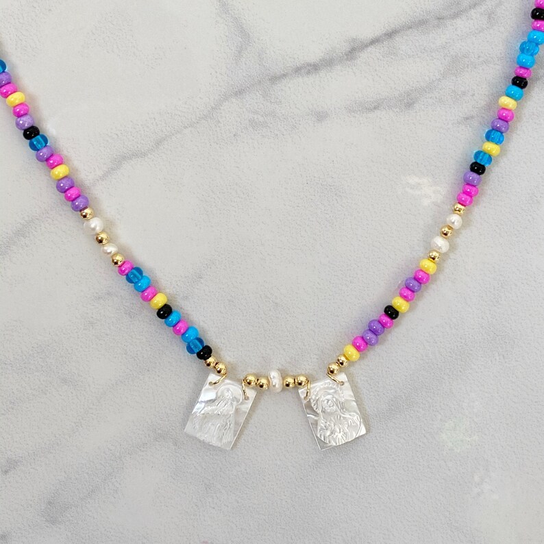 Mother of pearl scapular necklace escapulario necklace | Etsy