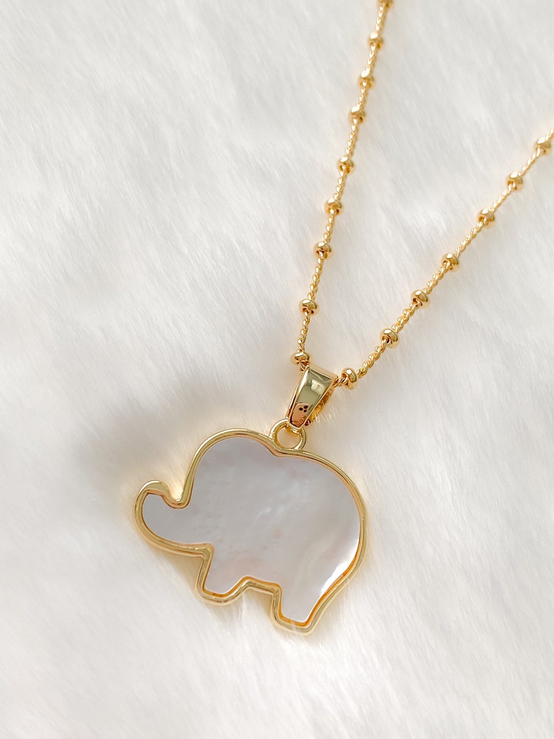 Mother of Pearl Elephant Necklace, Elephant Jewelry, Elephant Pendant ...