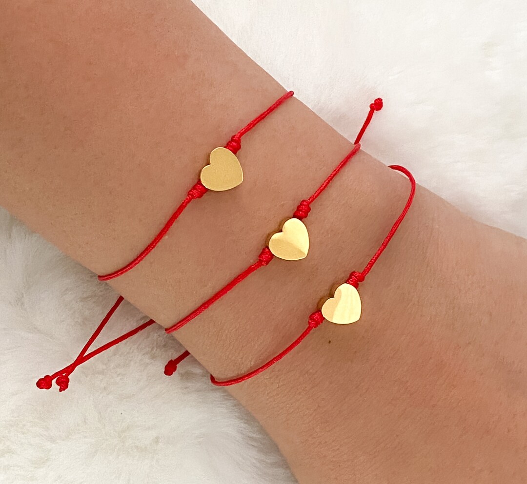 Red String Heart Bracelet Friendship Bracelet Couples Gift - Etsy