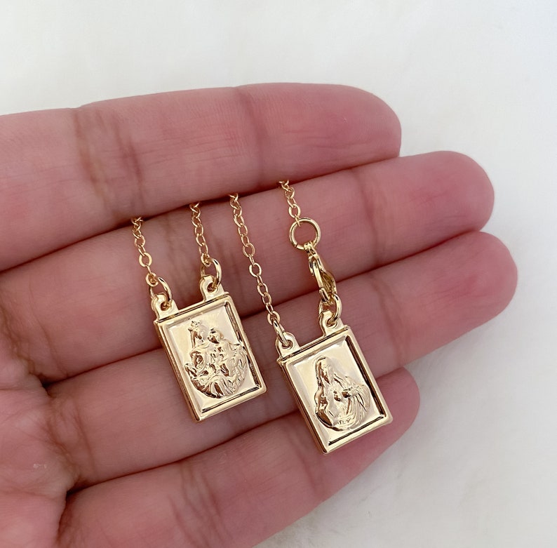 Gold Filled Scapular Necklace Escapulario Our Lady of Mount - Etsy