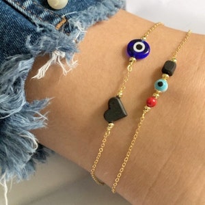 Anklet, Azabache Gold Anklet, Jet Stone Anklet, Evil Eye Jewelry, Evil ...