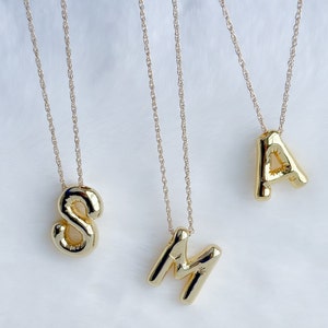 Balloon Letter Necklace, Bubble Letter, Initial Pendant, Personalized ...